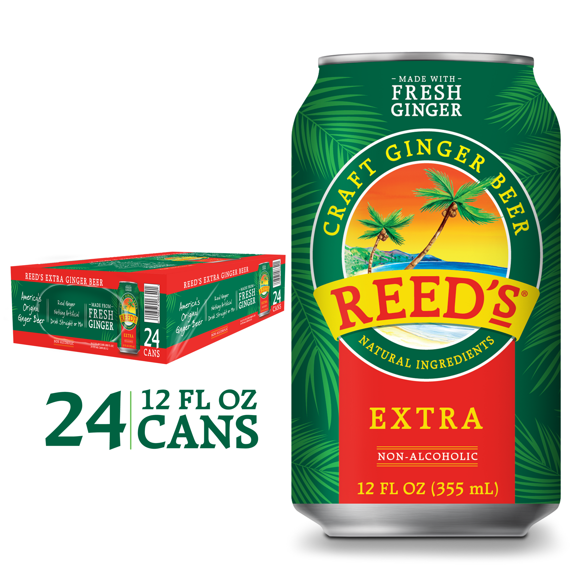 Reed's Extra Ginger Beer 24 Pack - Cans - Drink Reed's – Reed's Inc.