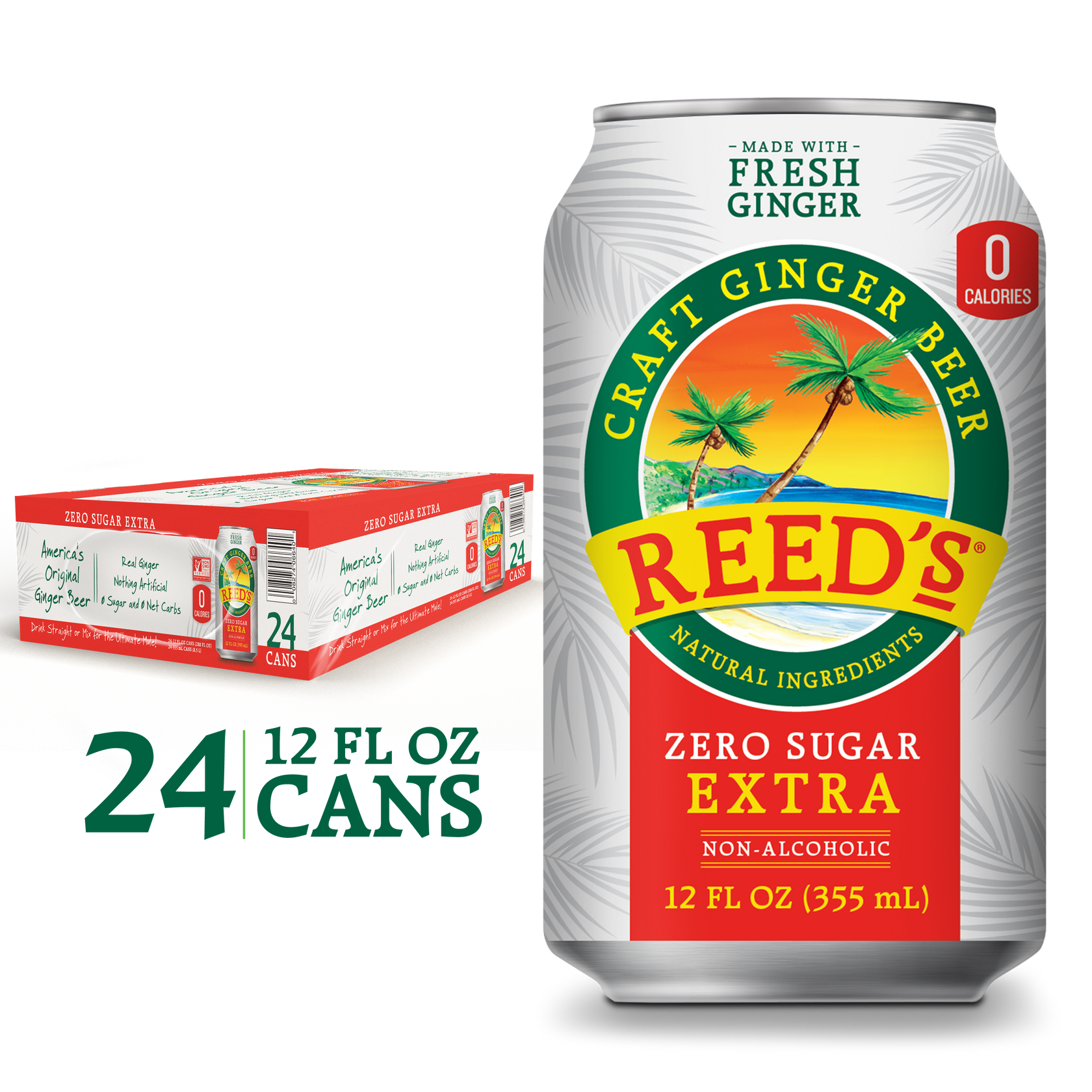 Reed's Zero Sugar Extra Ginger Beer 24 Pack - Cans - Drink Reed's ...